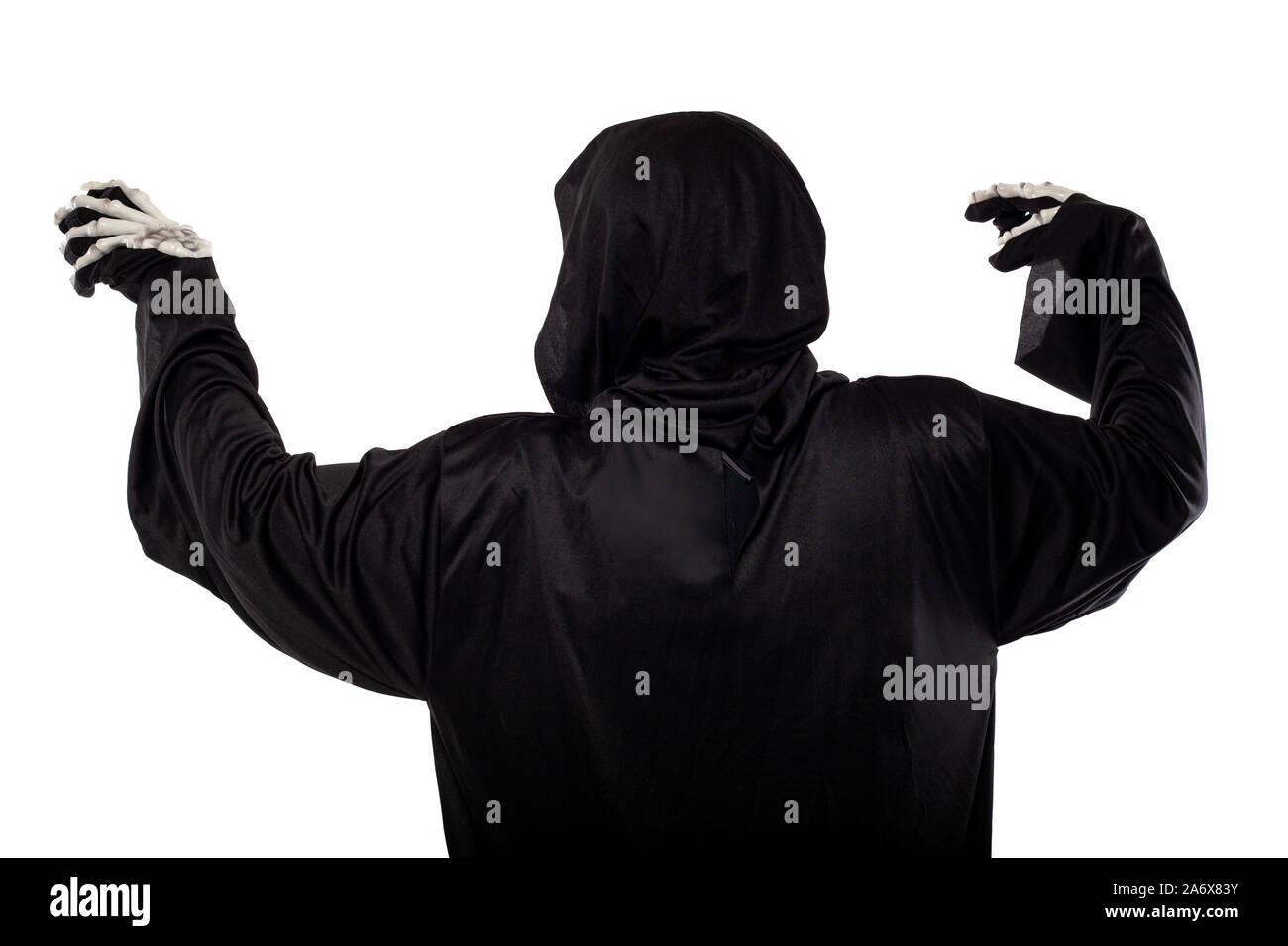 The grim reaper or death halloween costume isolated on a white ...
