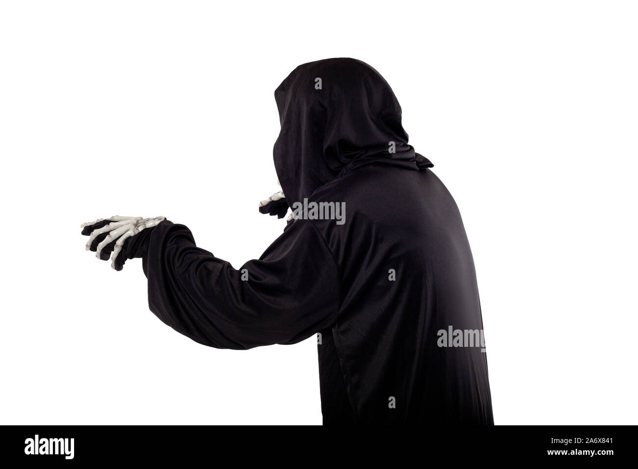 The grim reaper or death halloween costume isolated on a white ...