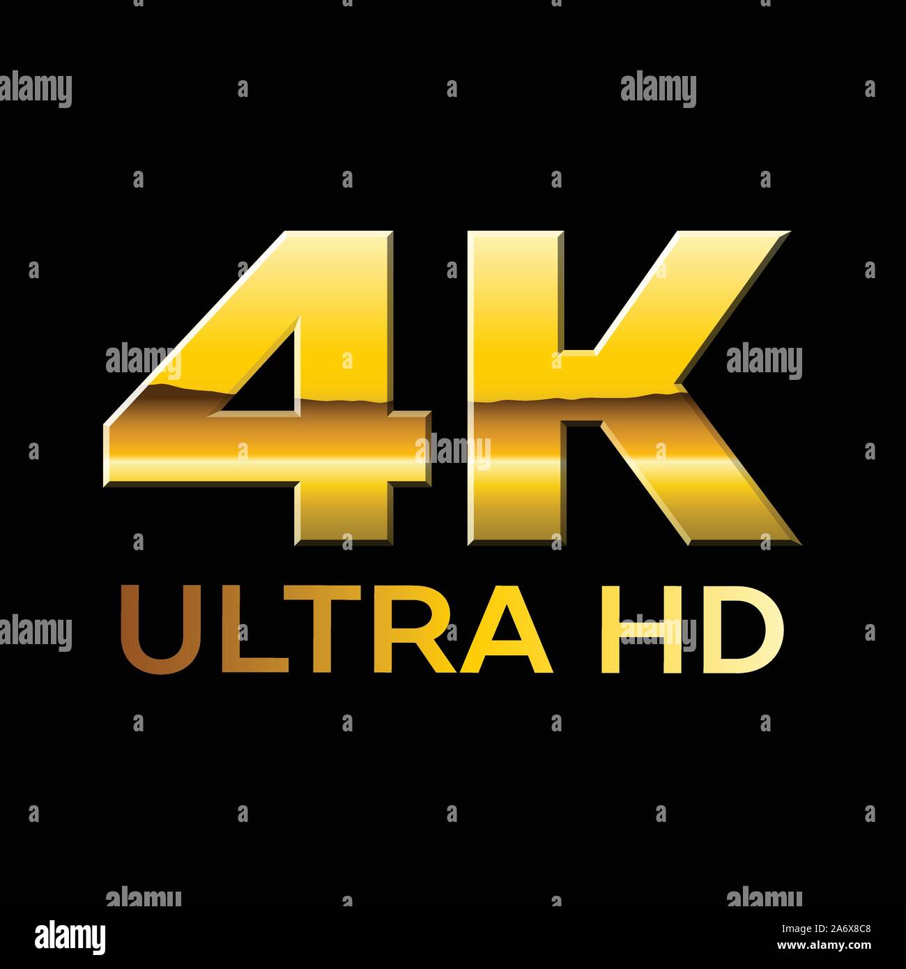 4k Ultra HD format logo with shiny chrome letters Stock Vector Image ...