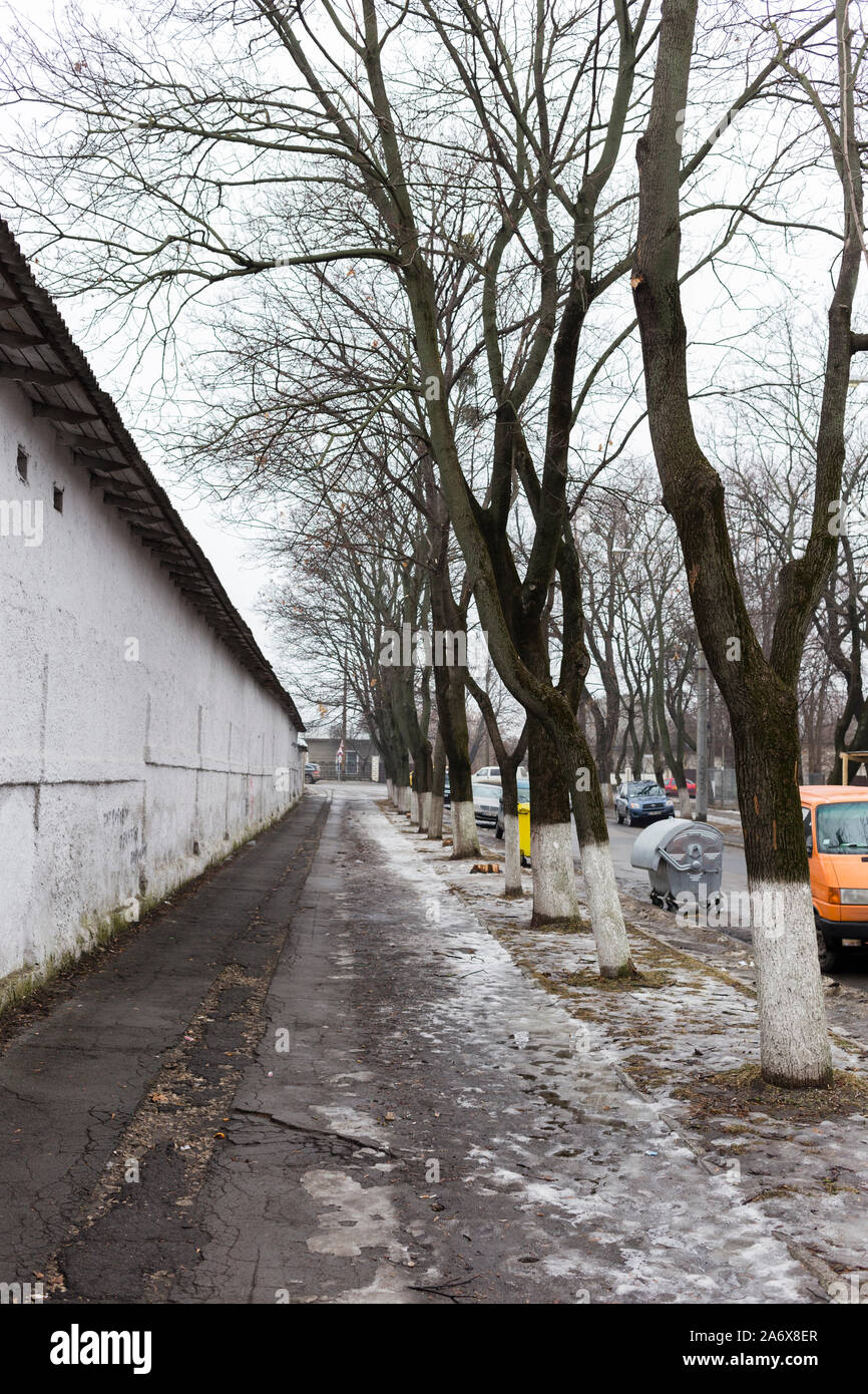 Winter street with a view of the houses Stock Photo - Alamy