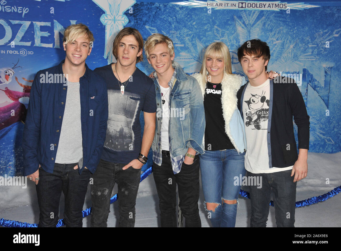 LOS ANGELES, CA - NOVEMBER 19, 2013: Pop rock group R5 at the premiere ...