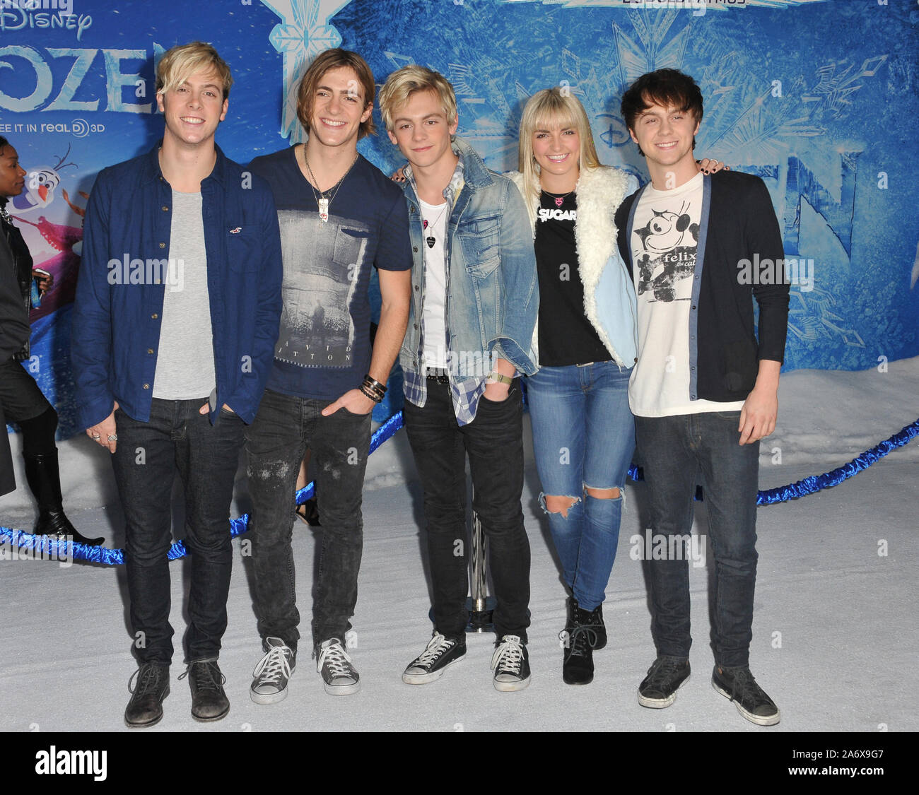 LOS ANGELES, CA - NOVEMBER 19, 2013: Pop rock group R5 at the premiere ...