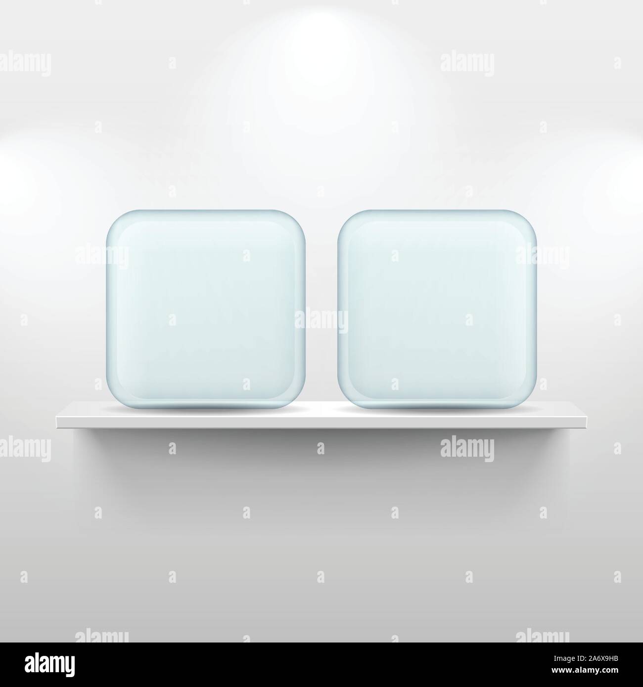 Shelf with glass app icons on white background Stock Vector Image & Art ...