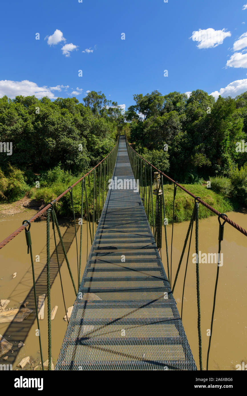 Suspension bridge, Olare Orok river, Masai Mara National Reserve, Kenya ...