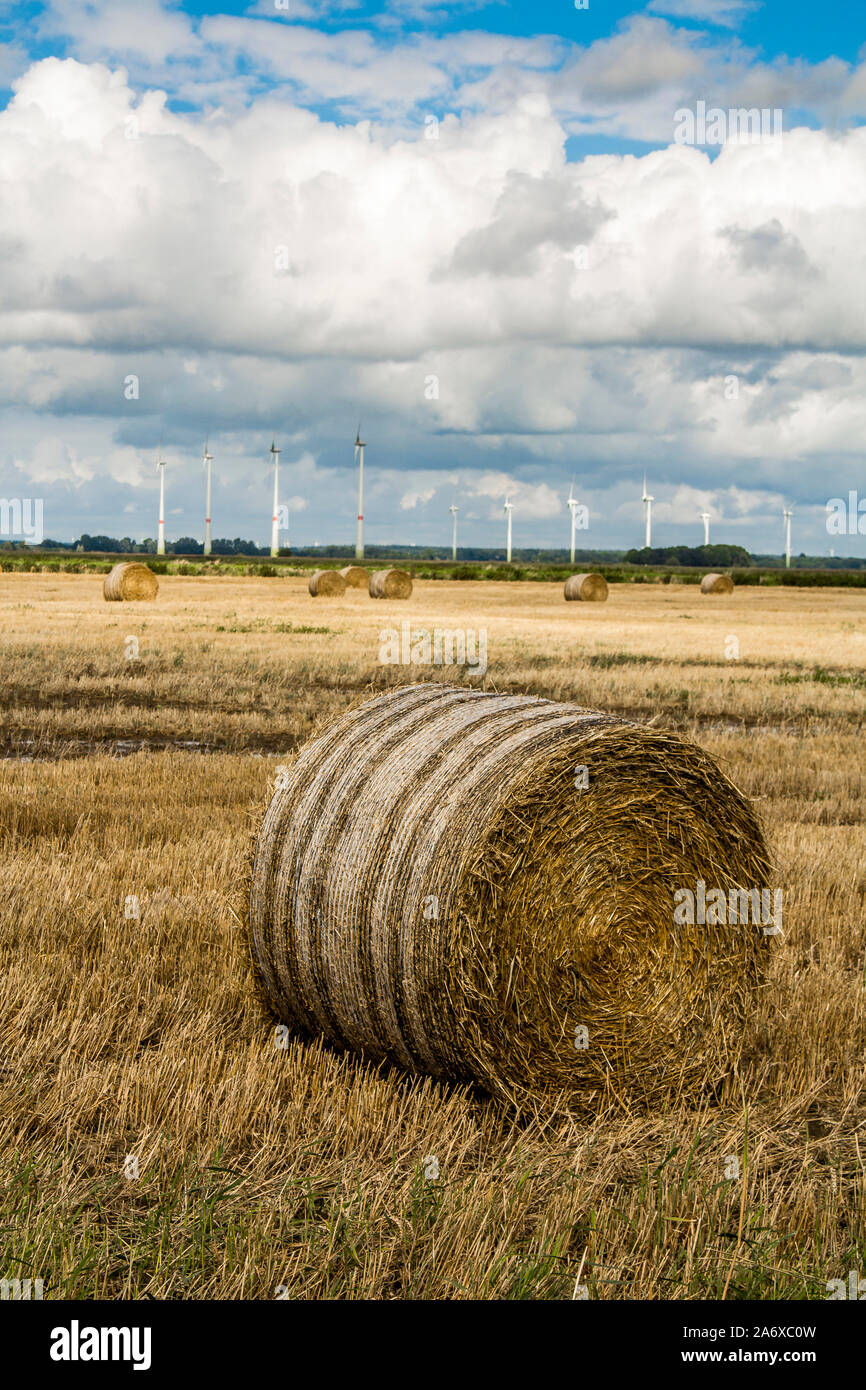 Wind turbines field hay bales hi-res stock photography and images - Alamy
