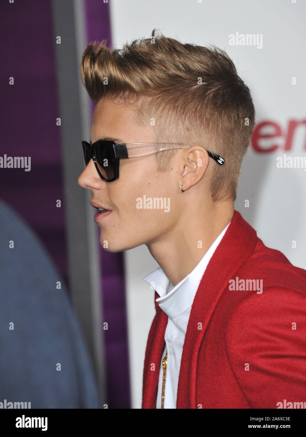 LOS ANGELES, CA. December 18, 2013: Justin Bieber at the world premiere ...