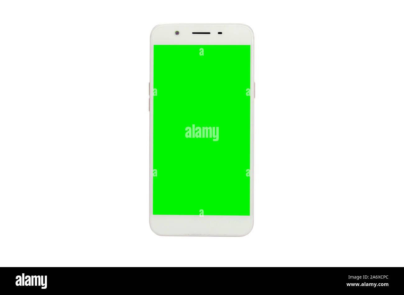 Smartphone green screen isolated white background and clipping path ...