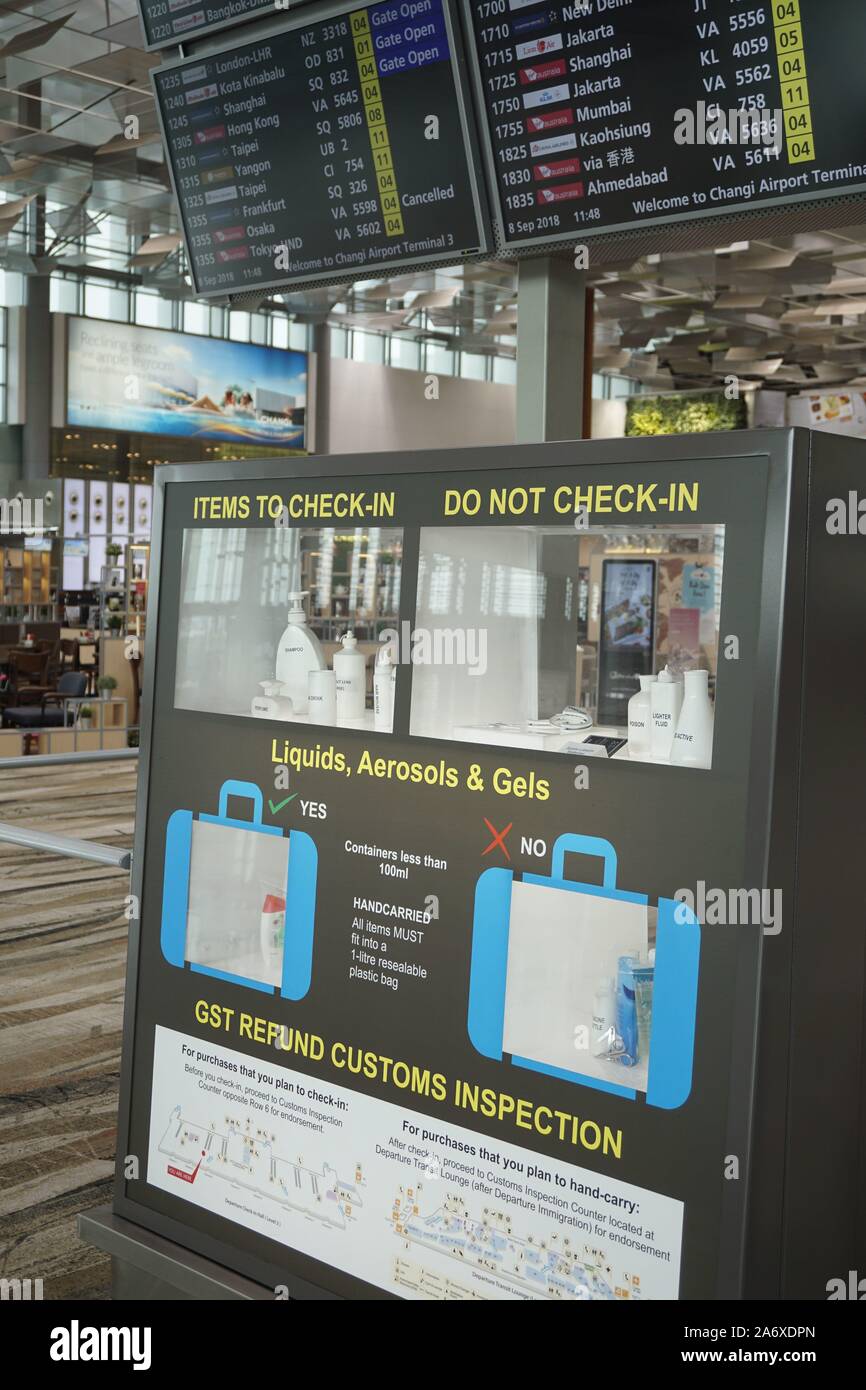 examples of check in and non check in items at Changi airport Stock ...