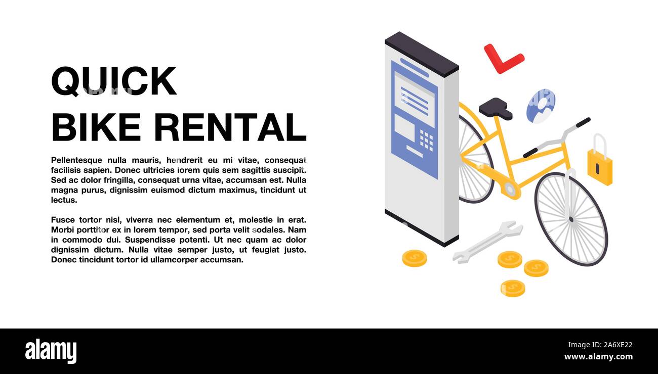 Quick bike rental concept banner, isometric style Stock Vector Image & Art - Alamy