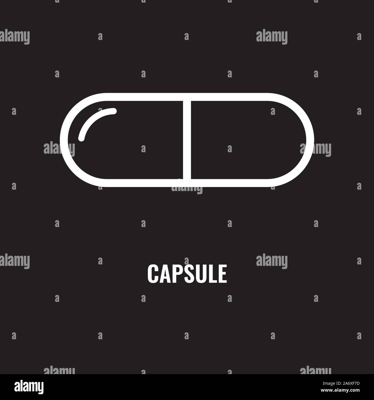 Capsule pill line icon. Solid fish oil pill or capsule with thin line ...