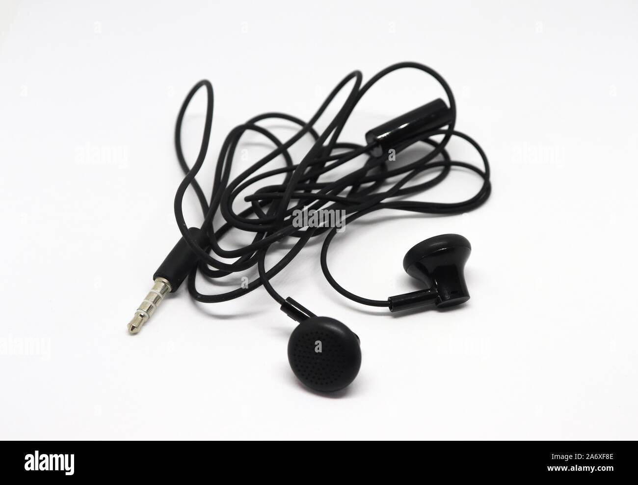 Beautiful Black Earphones Isolated on White background Stock Photo - Alamy
