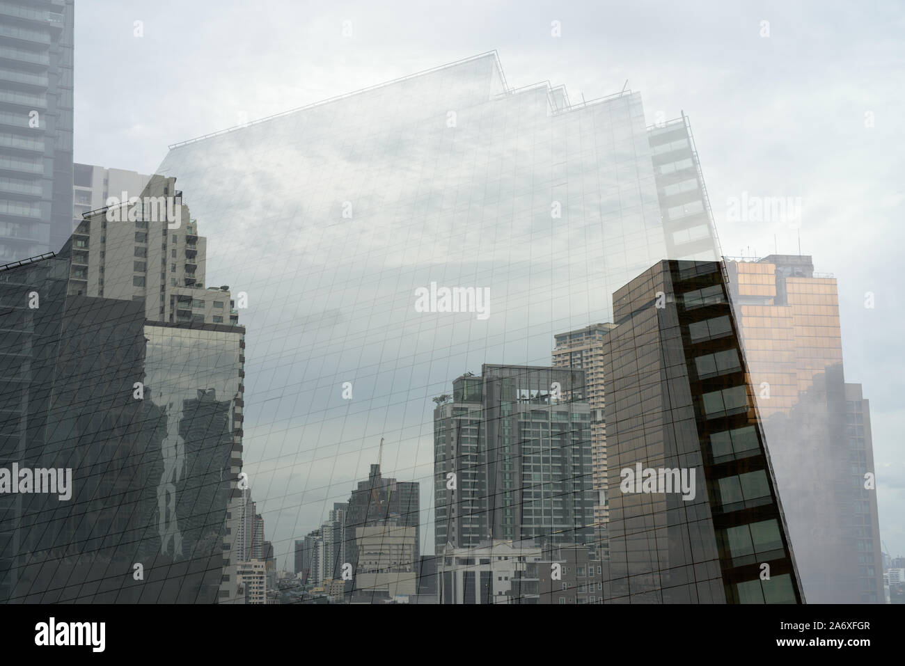 Portrait Of Tall Corporate Buildings In Multiple Exposure Stock Photo ...