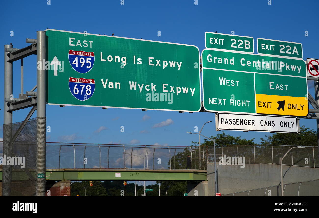 New York, NY USA. Aug 10 2019 Interstate 678 and 495 East, and driving ...