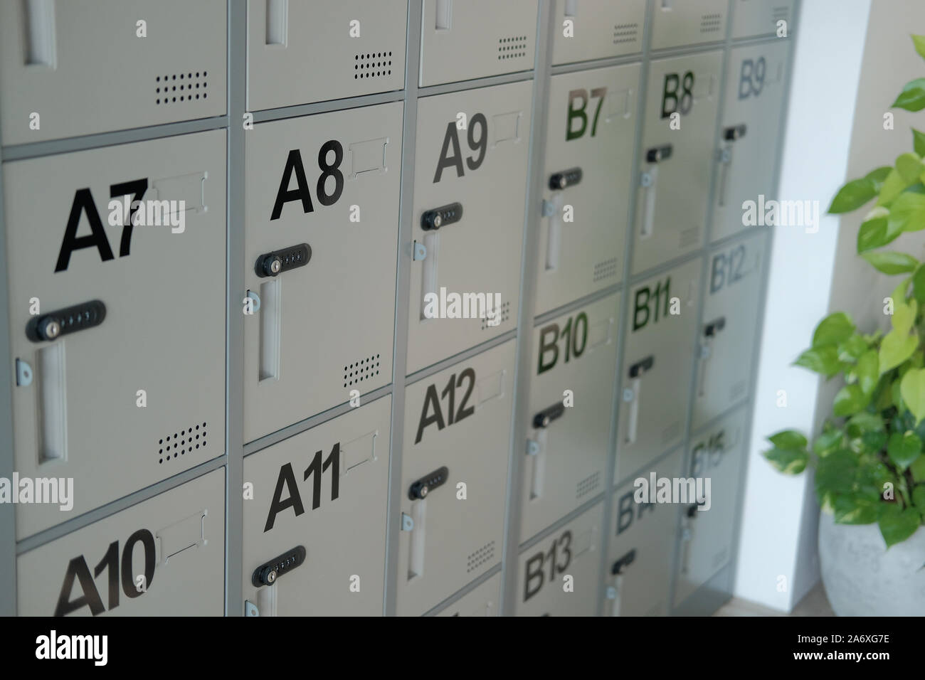 gray metal school lockers in locker room Stock Photo - Alamy