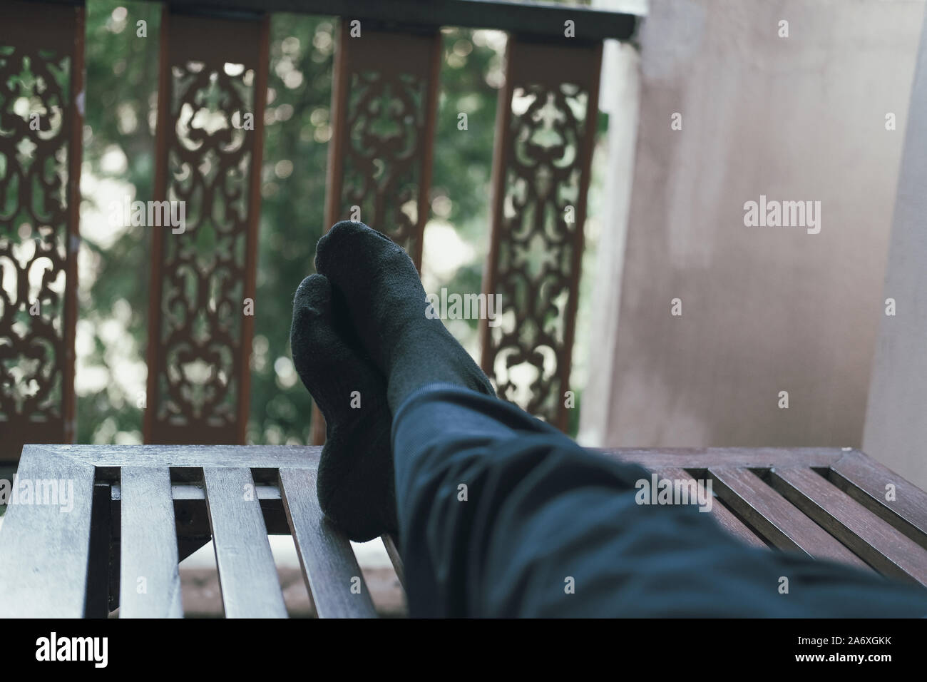 Resting feet on the balcony hi-res stock photography and images - Alamy