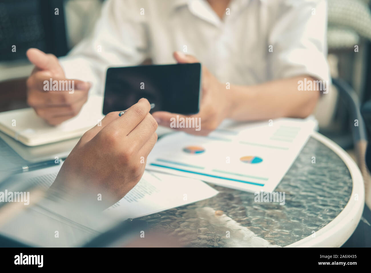 businessman signing contract with digital pen on mobile phone. man ...