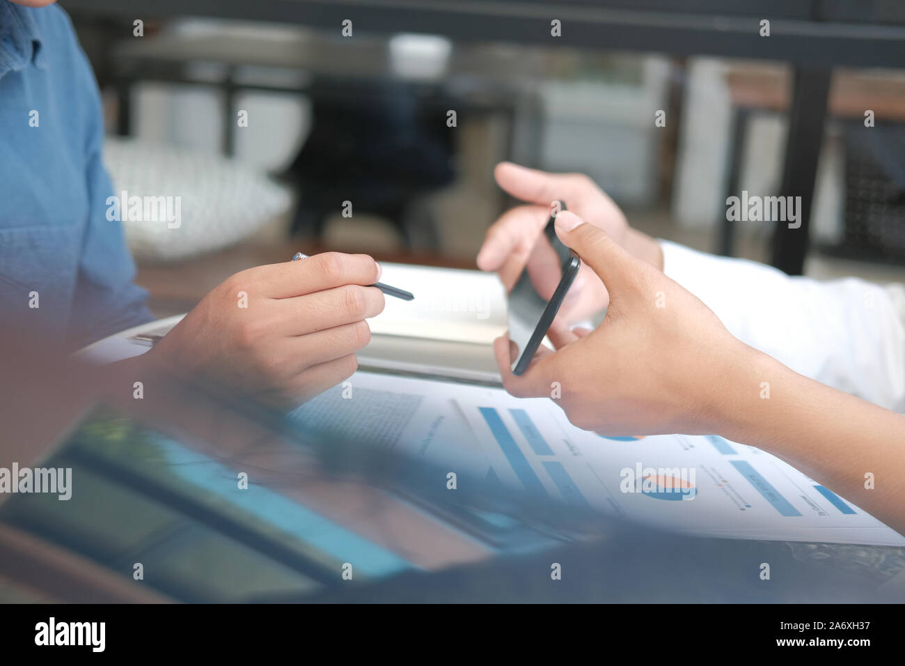 businessman signing contract with digital pen on mobile phone. man ...