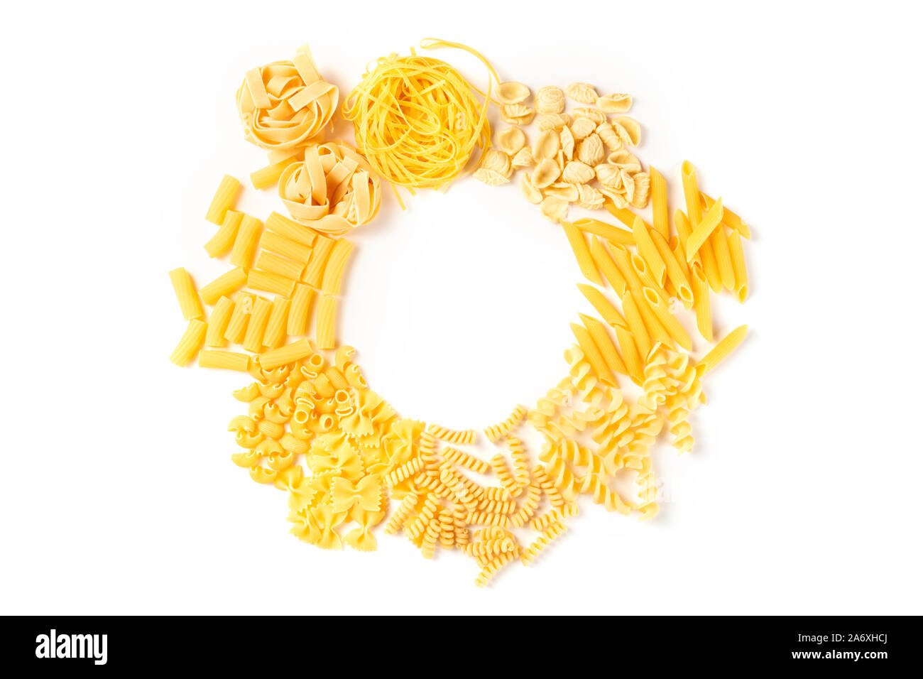 Italian pasta, flat lay banner with copy space, an overhead shot of a ...