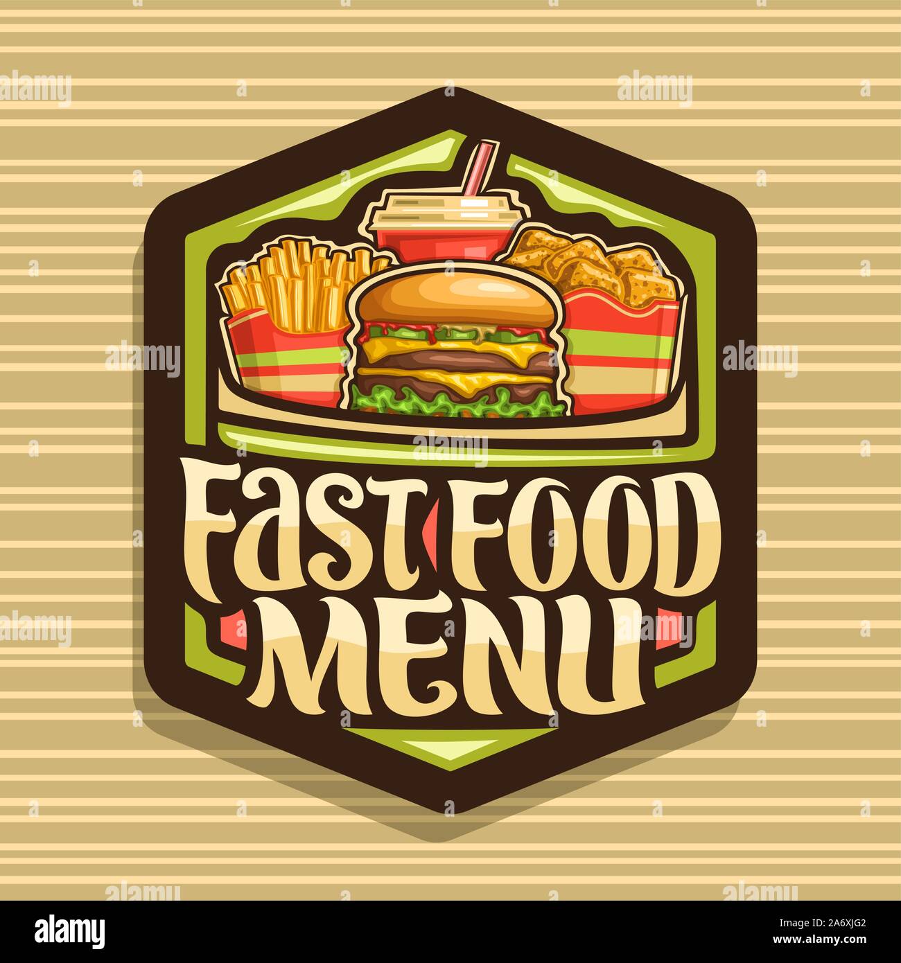 Vector logo for Fast Food, set of french fries in paper cup, fresh ...