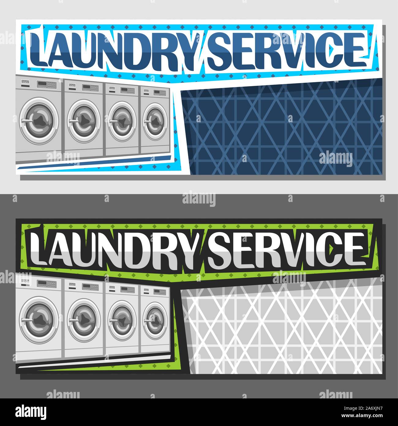 Vector banners for Laundry Service with copy space, brochures with 4 ...