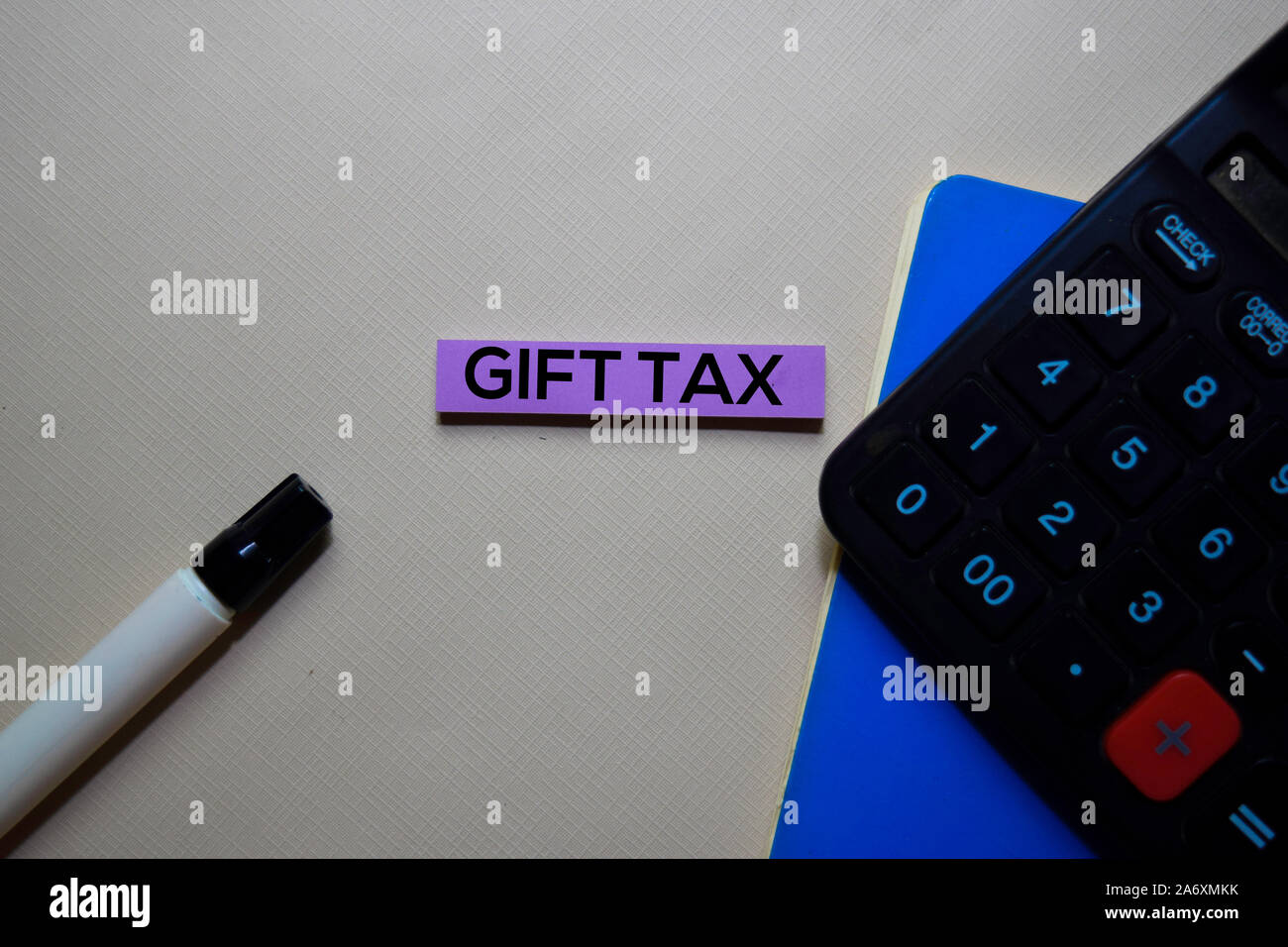 Gift Tax text on sticky notes with calculator on office desk Stock ...