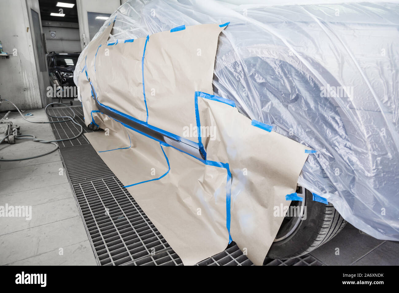 The vehicle after the accident in the camera for car body repair is ...