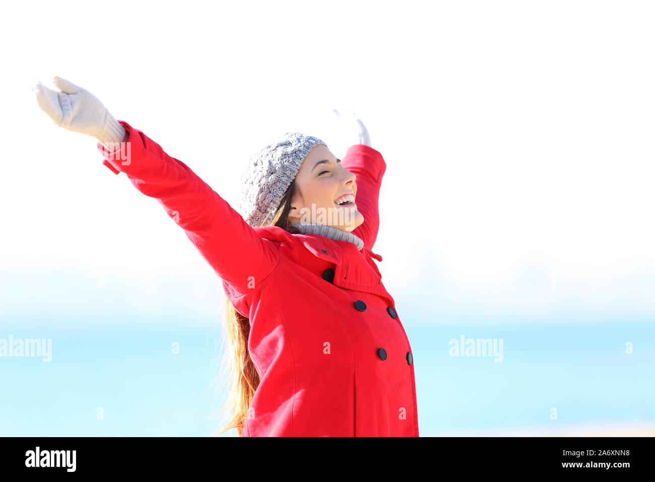 Sun arms raising beach hi-res stock photography and images - Alamy