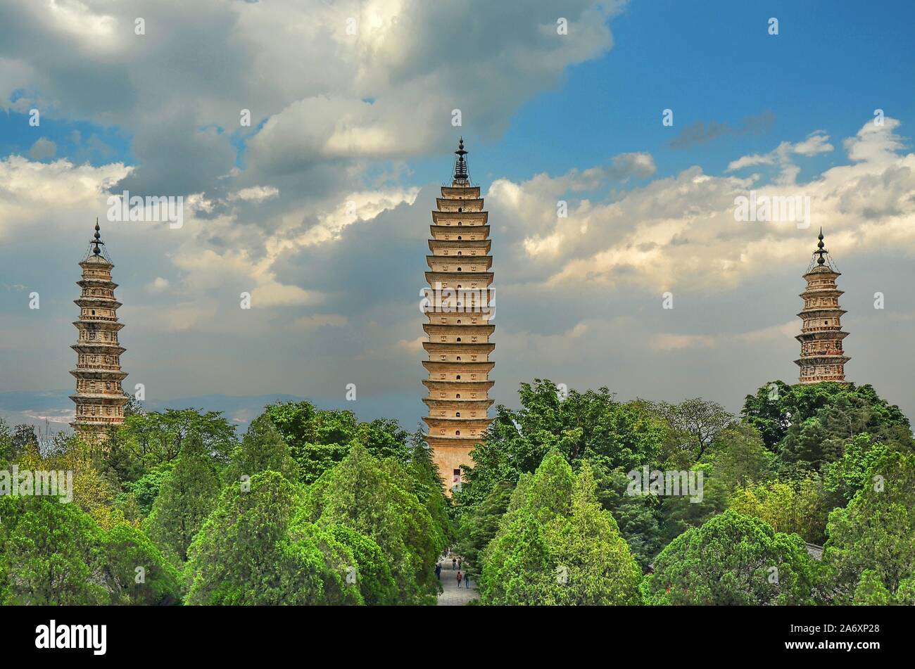 Three Pagodas at Chongsheng Temple, a Buddhist temple originally built ...