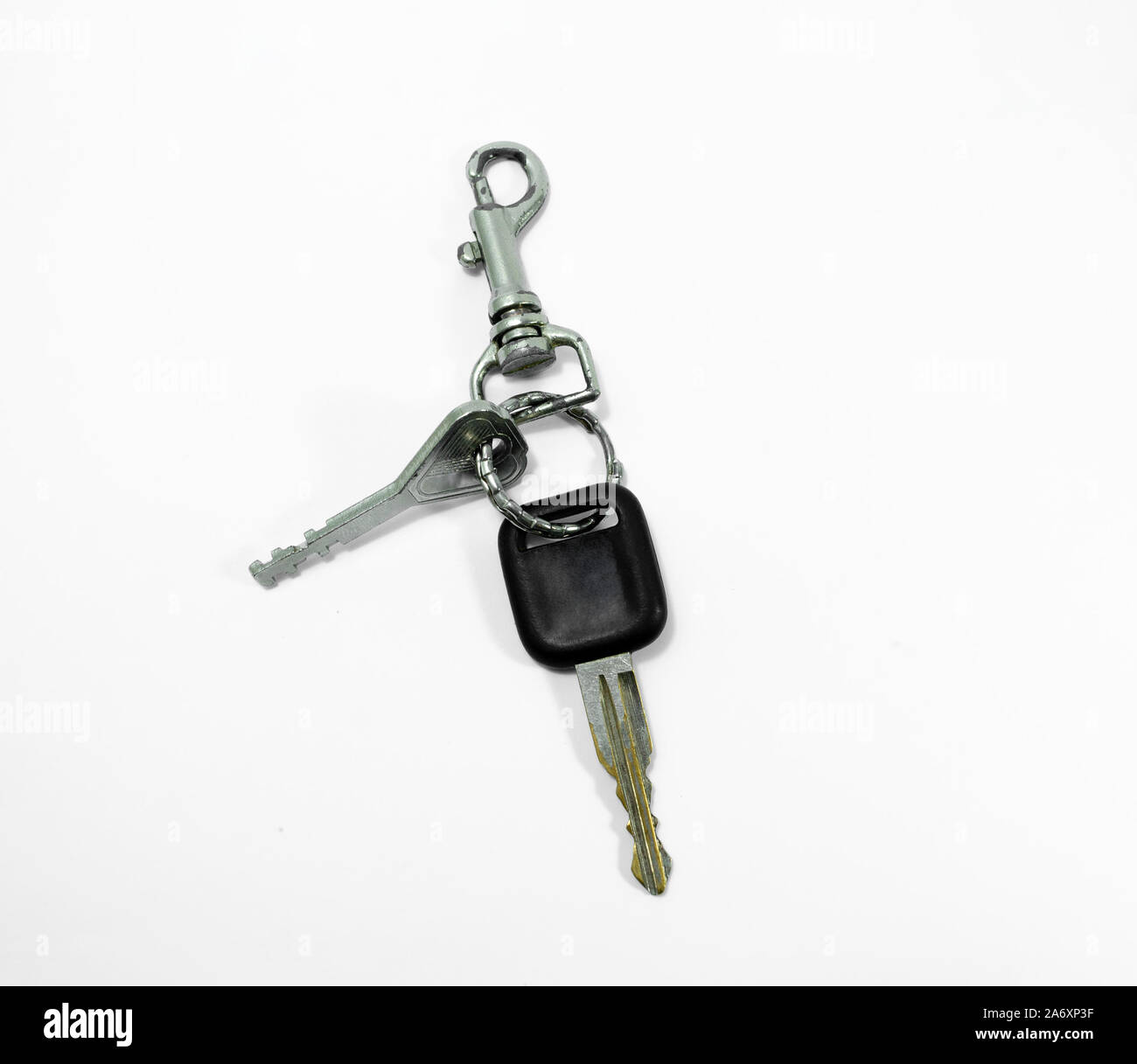 Classic car key no remote control for lock safety on white background ...