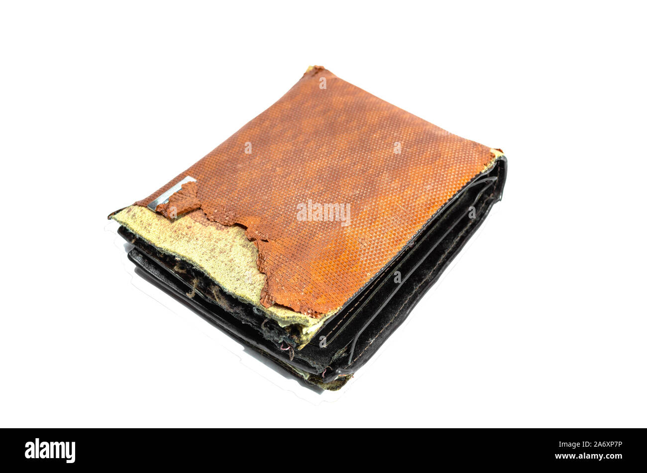 Vintage or Old wallet brown torn isolated on white background Stock ...