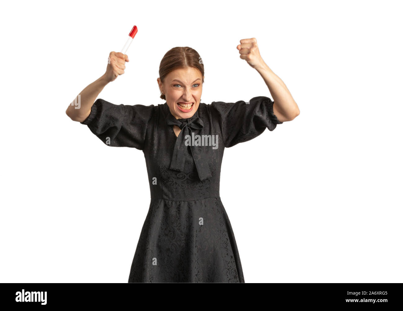 evil woman teacher with a marker Stock Photo - Alamy