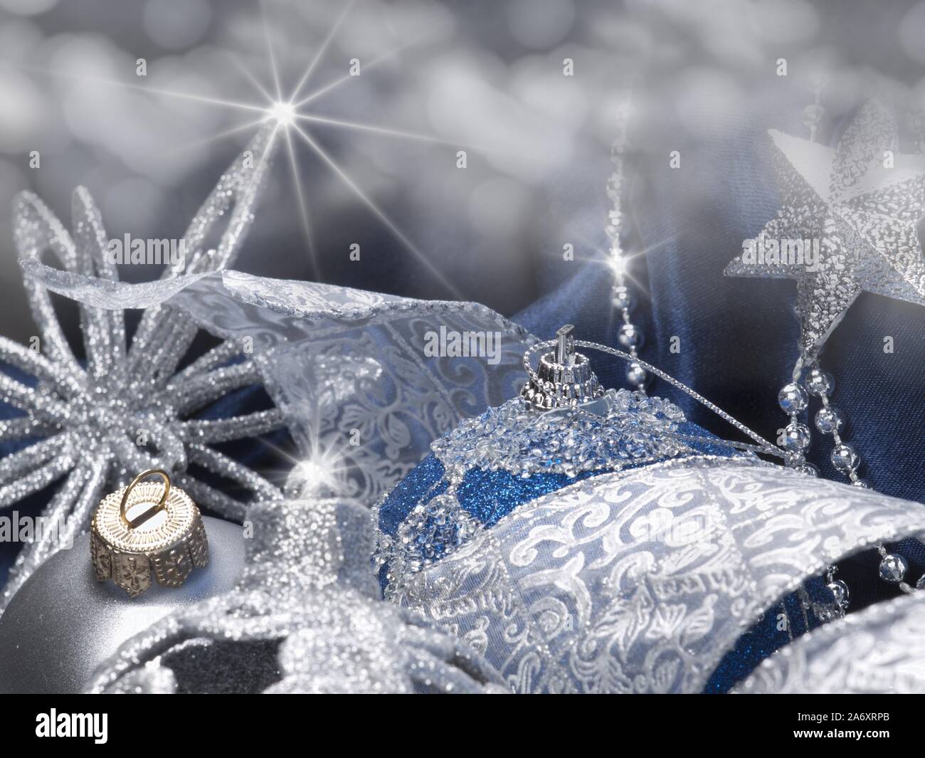 Christmas still life with decorations and for a fir-tree Stock Photo ...