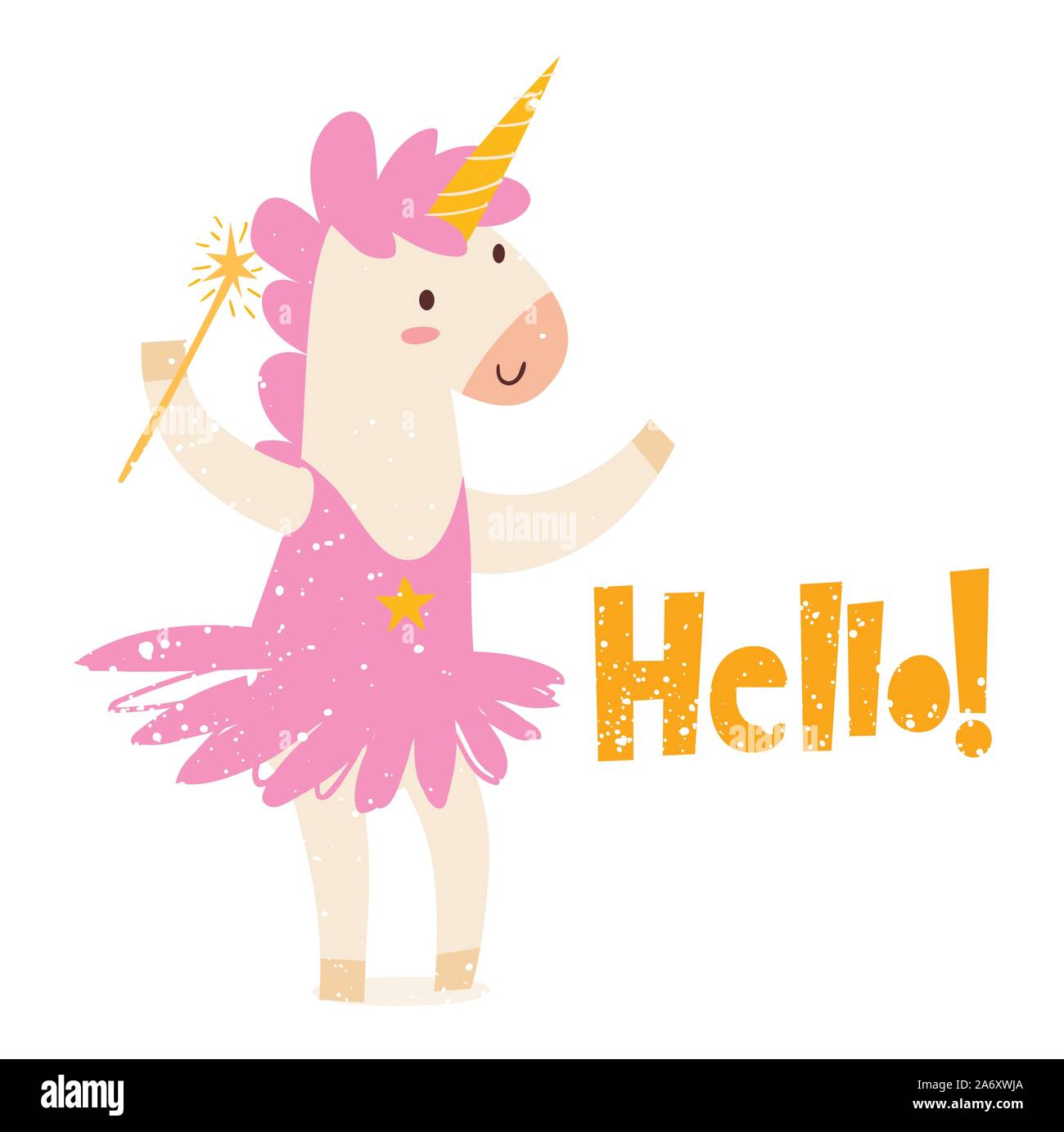 Cute magic unicorn image with lettering Hello Stock Vector Image & Art ...