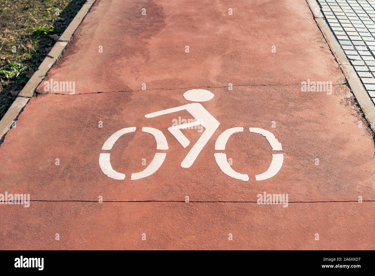 Horizontal sign painted on the ground of a bike lane of a city enabling ...