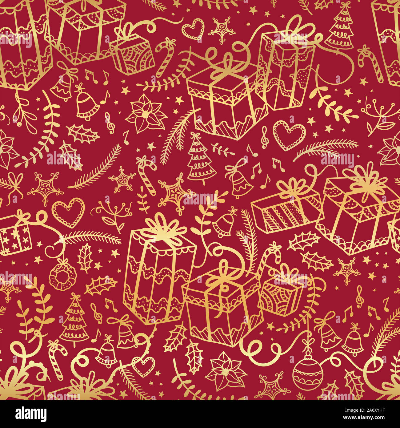 Fun and elegant christmas seamless pattern with christmas gifts and ...
