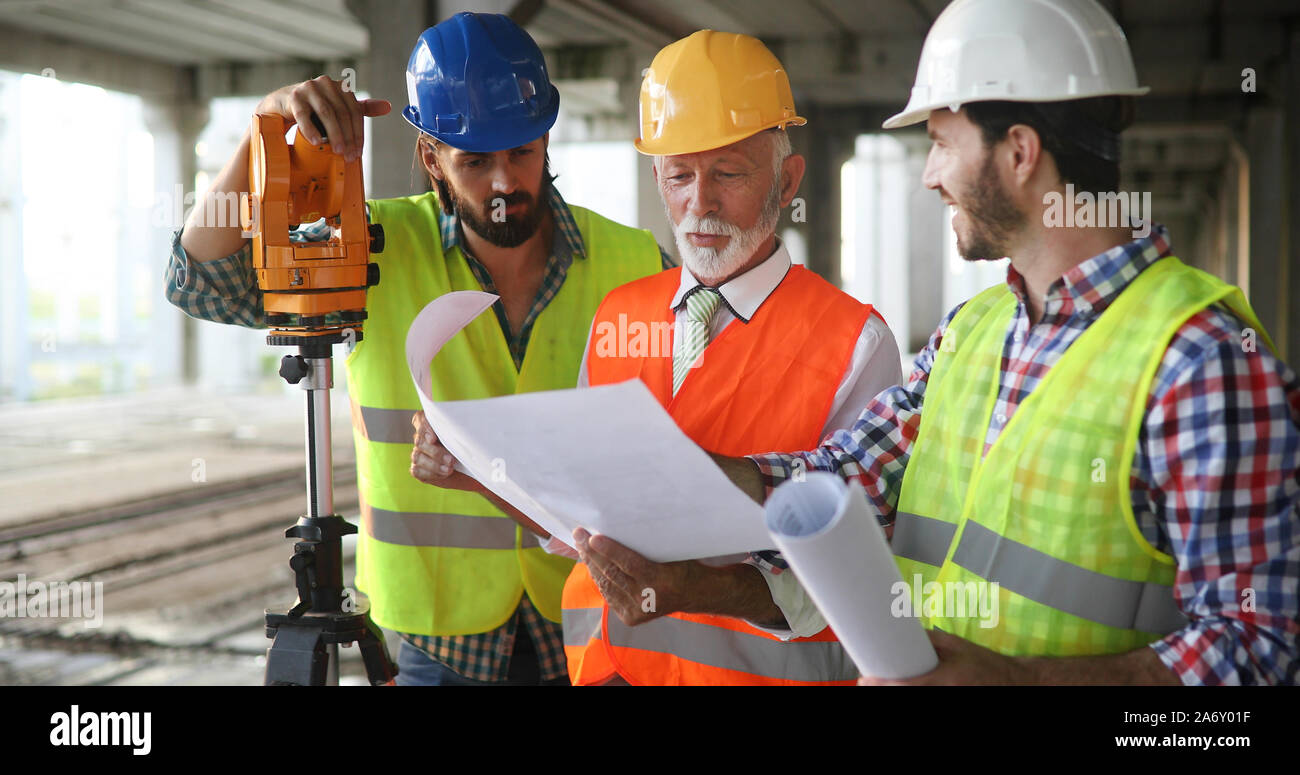 Picture of construction engineer working on building site Stock Photo ...