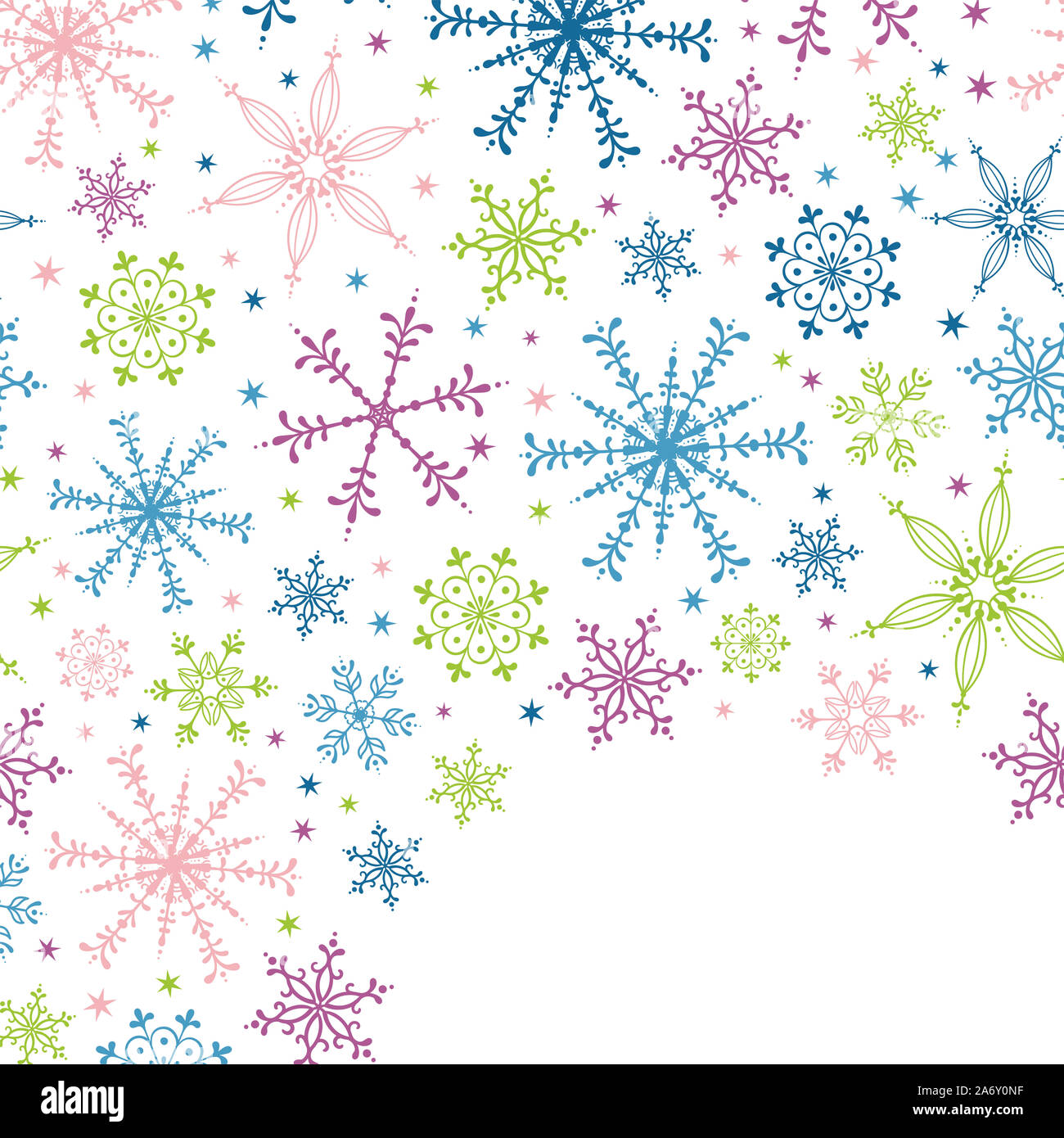 Beautiful snowflake vertical pattern - hand drawn in pink and red ...
