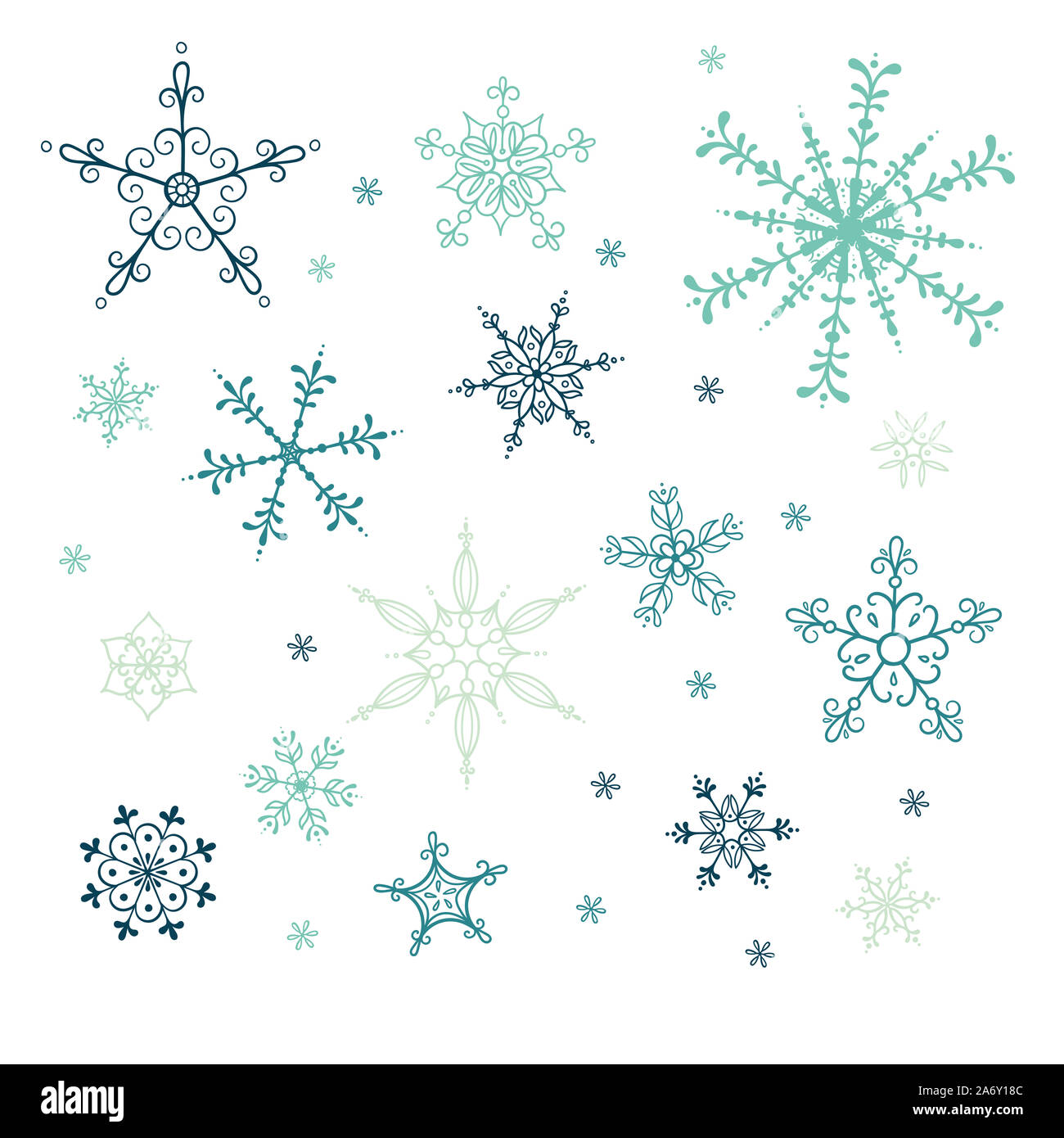 Vector set of elegant and creative hand drawn snowflakes Stock Photo ...