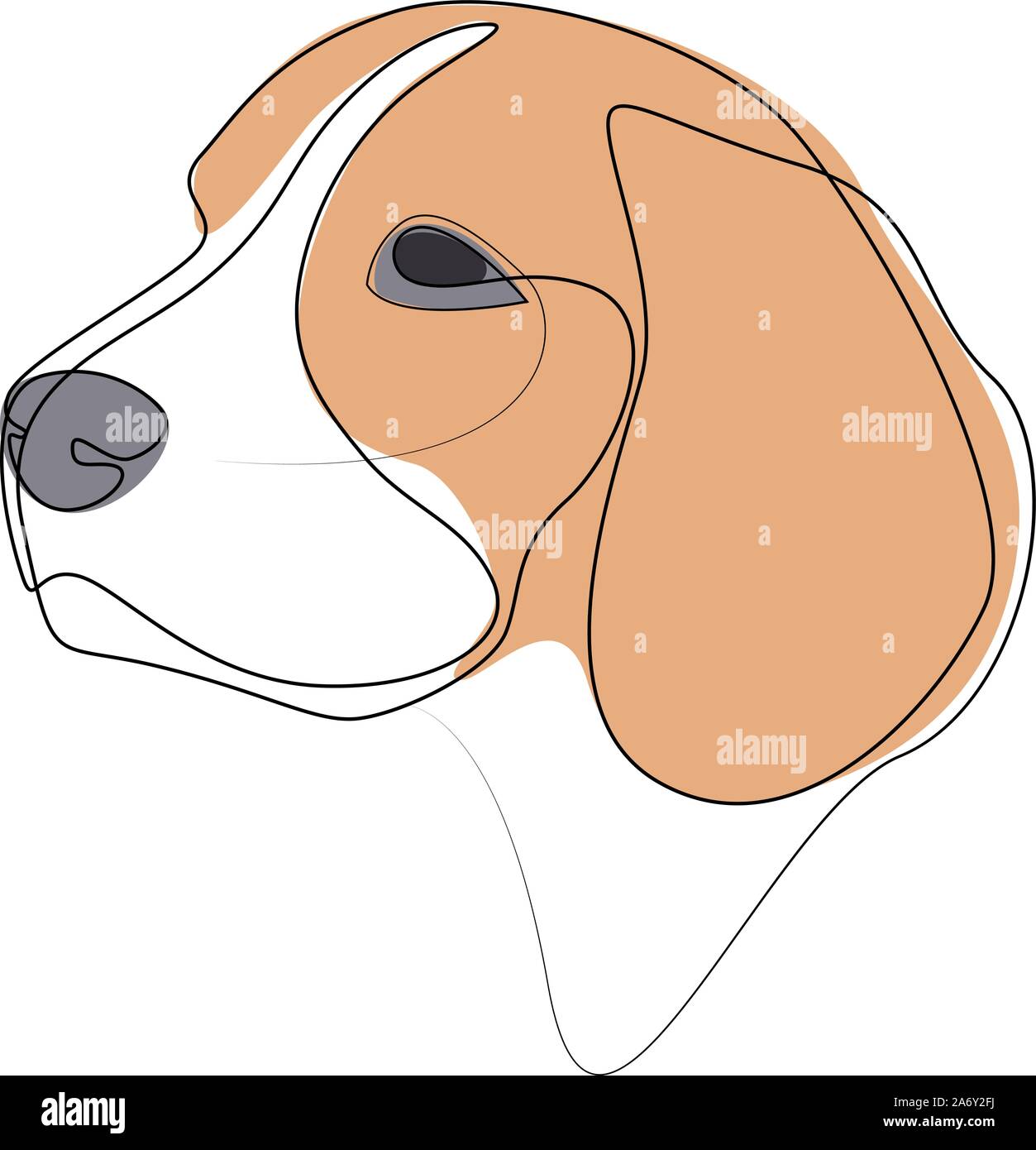 Continuous line Beagle. Single line minimal style dog vector ...