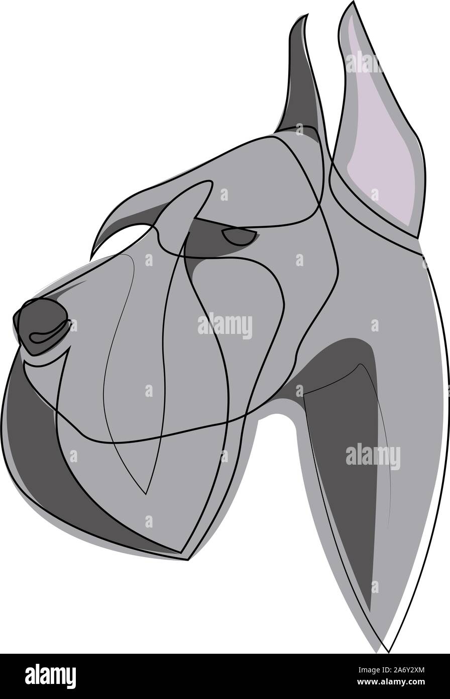 Continuous line Giant Schnauzer. Single line minimal style ...