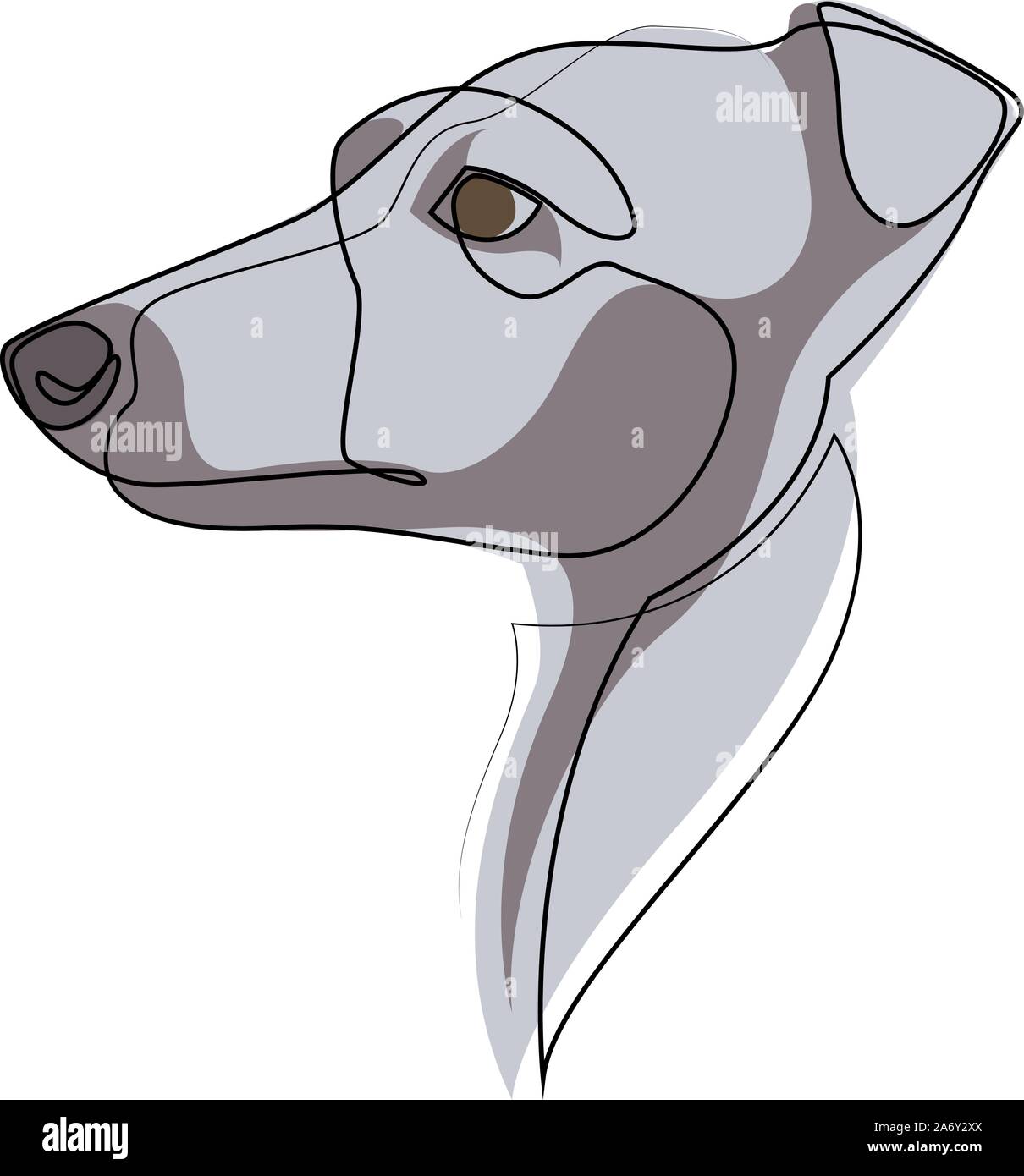 Continuous line Whippet. Single line minimal style English Whippet or ...