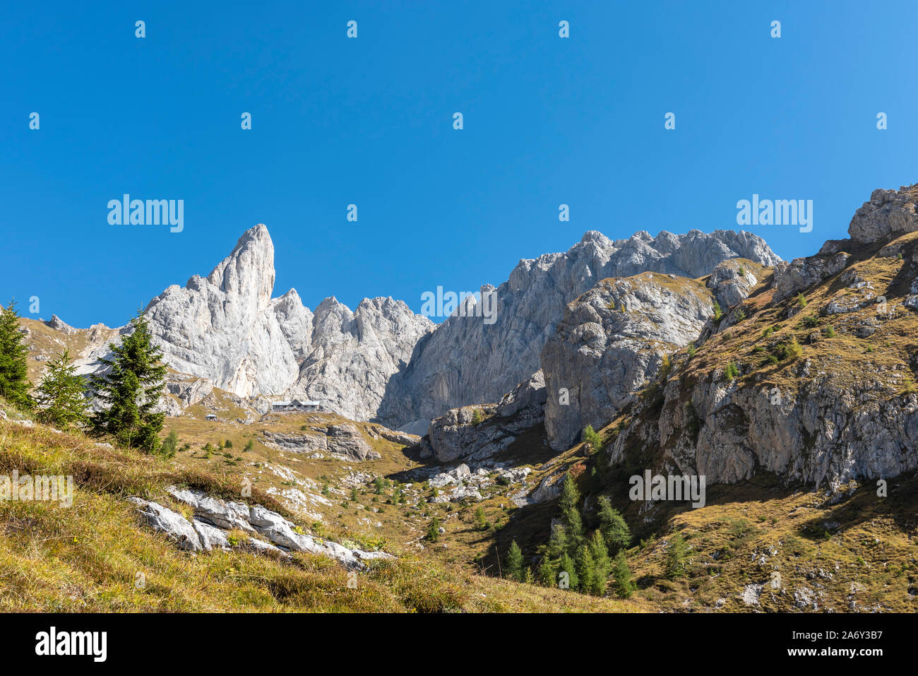 Valley of the Piave, Calvi refuge on the slopes of Mount Peralba ...