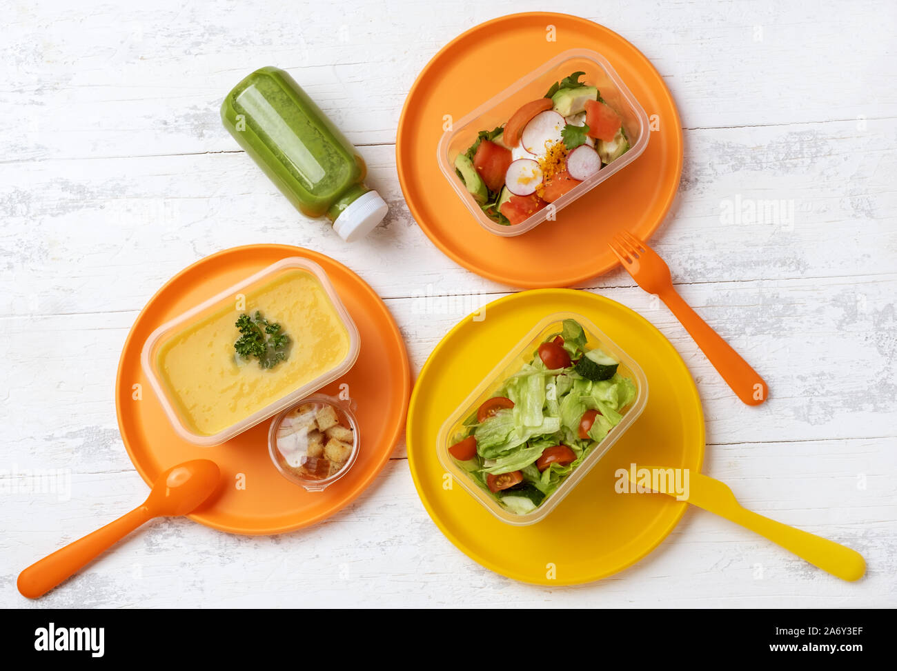 three courses for lunch and drink Stock Photo - Alamy