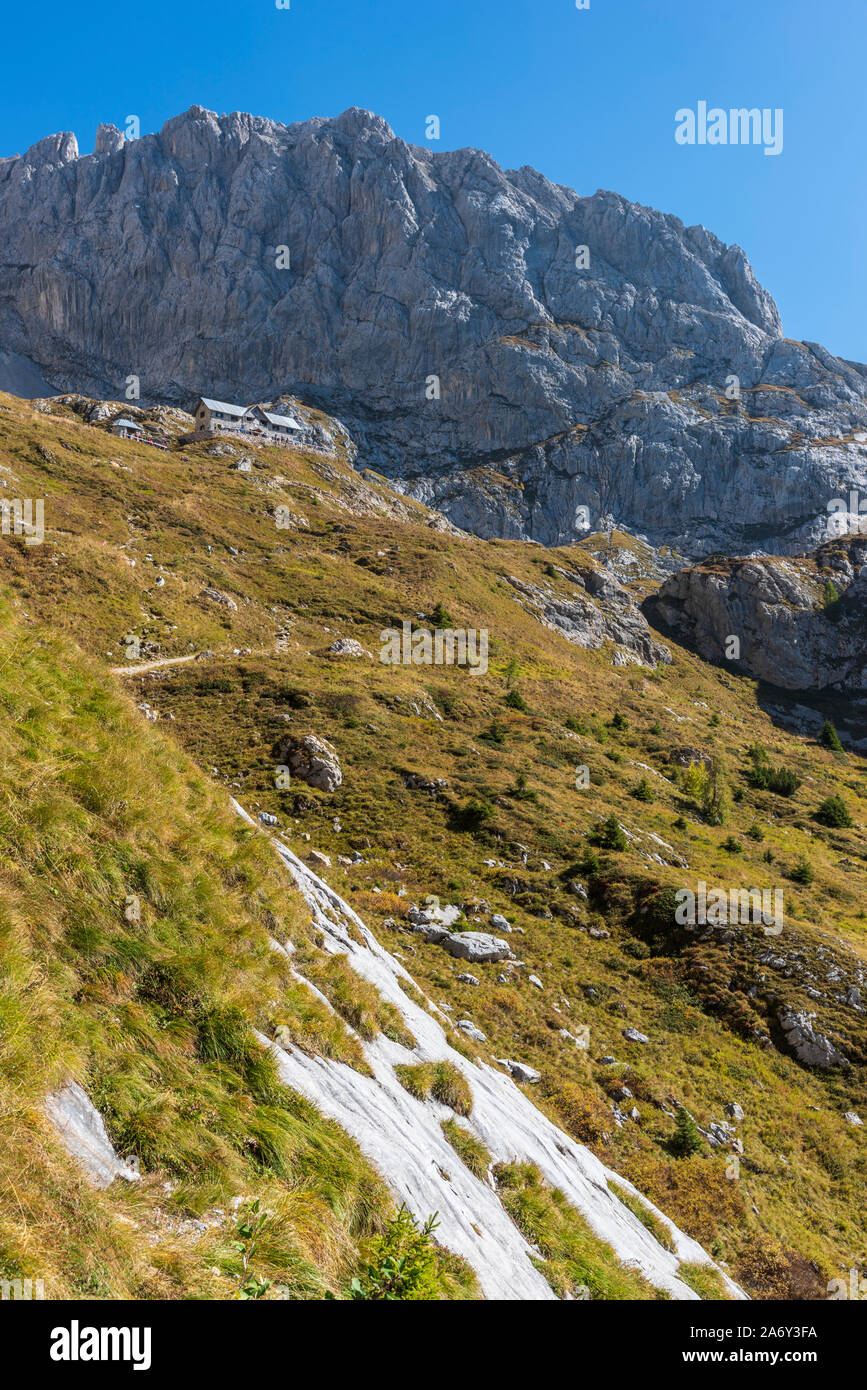 Valley of the Piave, Calvi refuge on the slopes of Mount Peralba ...