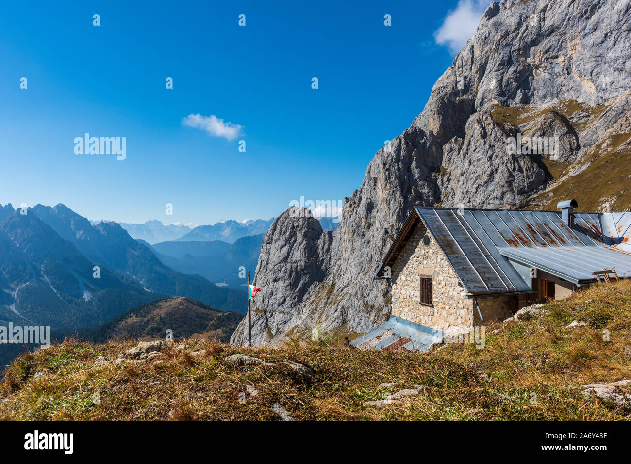Valley of the Piave, Calvi refuge on the slopes of Mount Peralba ...