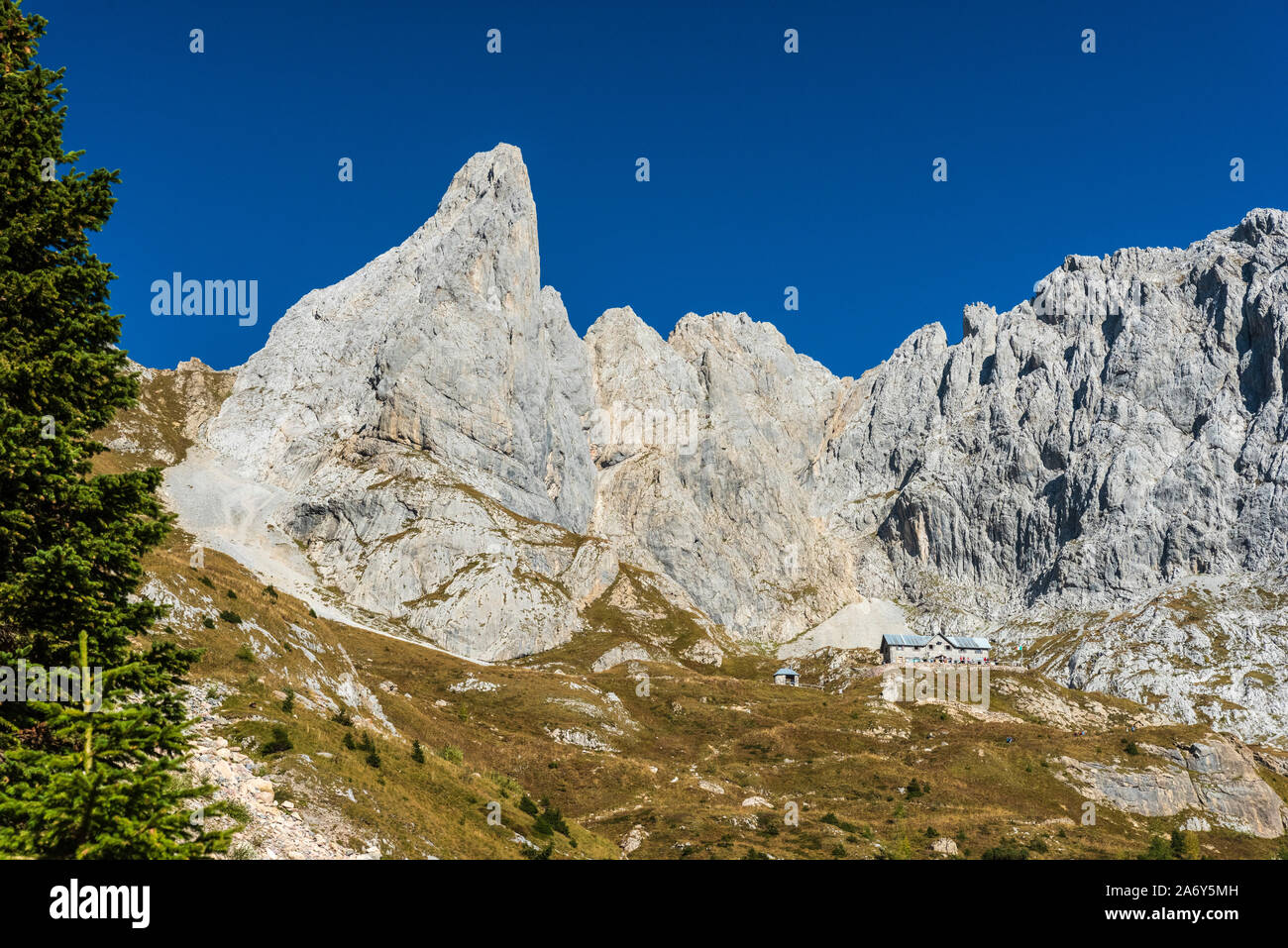 Valley of the Piave, Calvi refuge on the slopes of Mount Peralba ...