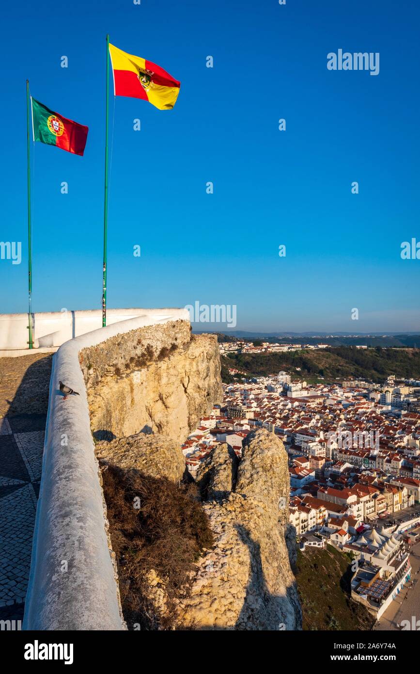 View over the beach at Nazare taken from the hilltop district of Sitio ...