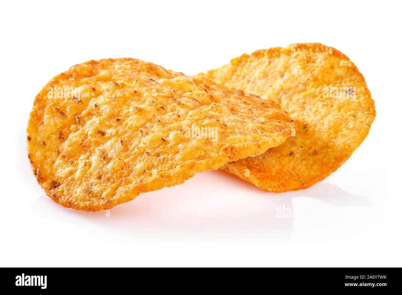Round corn chips isolated on white background Stock Photo - Alamy