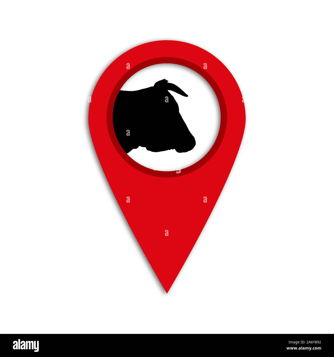 Cow locate point isolated on white background geo pin with cow Stock ...