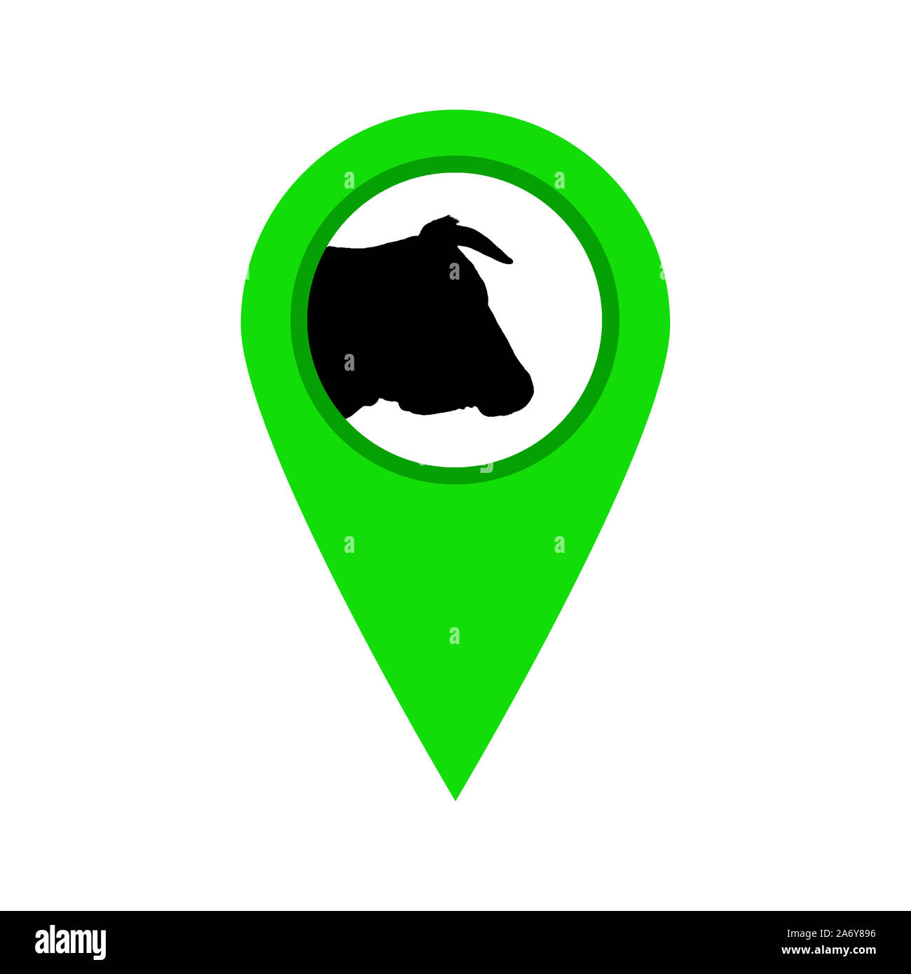 Cow locate point isolated on white background geo pin with cow Stock ...